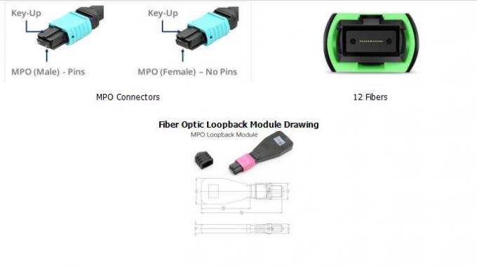 12 Fibers MPO Singlemode Fiber Optic Loopback Module /Cable