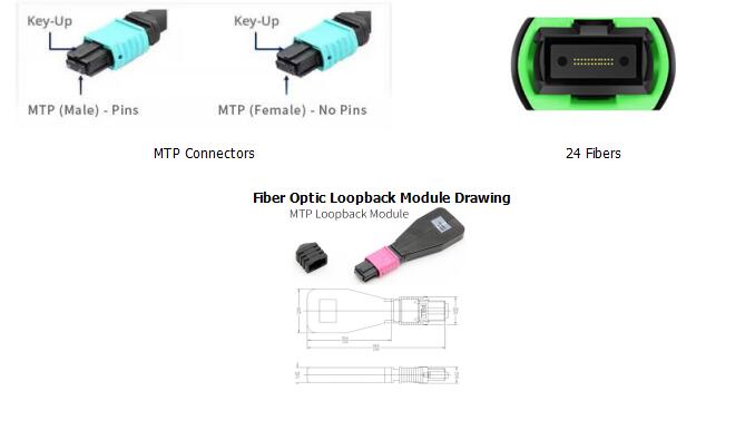24 Fibers MTP Singlemode Fiber Optic Loopback Module /Cable